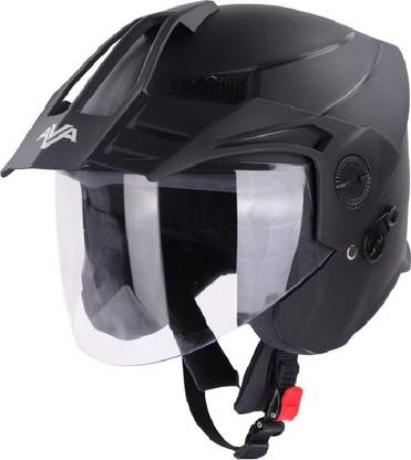 Steelbird SBH-23 AVA OPEN FACE HI- QUALITY DASHING BLACK WITH PEAK SIZE ...