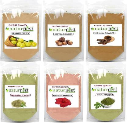 NatureNest Amla Reetha Shikakai Bhringraj Hibiscus Henna powder 50g each - Price in India, Buy ...