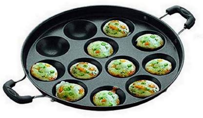 Masox Store Non-Stick 12 Cavity Handle Paniarakkal Idli Litti Batti ...