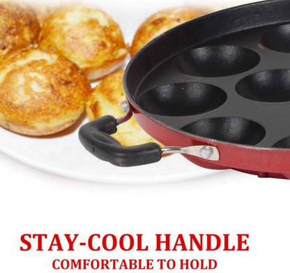 Masox Store Non-Stick 12 Cavity Handle Paniarakkal Idli Litti Batti ...