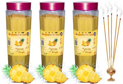 Shankh Pineapple Agarbatti (Incense Stick) Pack of 900 gram (300 + 300 + 300) Fragrance ...