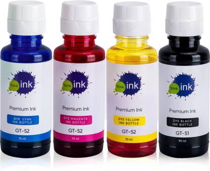 thinkink Compatible with HP GT51, GT52 & GT53 Black + Tri Color Combo ...