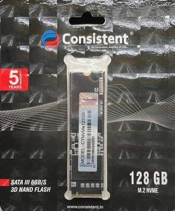 Consistent 128 GB M.2 NVME SSD, SATA III, 6GB/S, 3D NAND FLASH 128 GB Laptop, Desktop Internal ...