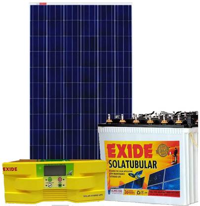 EXIDE Hybrid 1100 Inverter +6LMS150 C10 Tubular Battery + 40Wp Solar ...