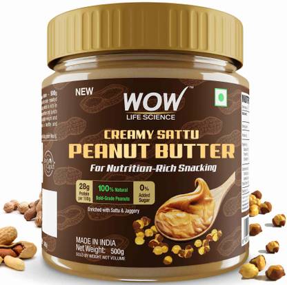 WOW Life Science Creamy Sattu Peanut Butter 500 g Price in India - Buy ...