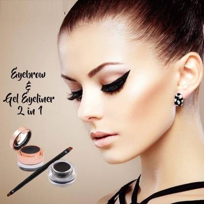GULGLOW99 Pro Black Gel Kajal Cake & Eye Liner 2 in 1 with Dual Side ...