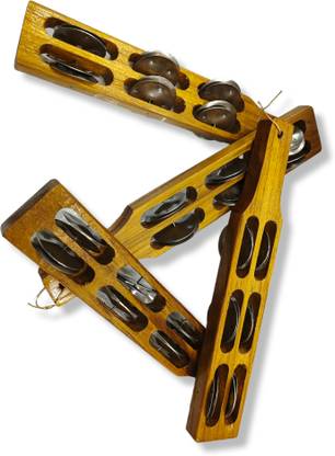 Uttam Toys Wooden 3 Line Kartal/Hand-Cymbals Indian Musical Percussion ...