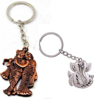 ROYALSHOP Radha Krishna & Ganesha key chain combo god key ring gift Key ...