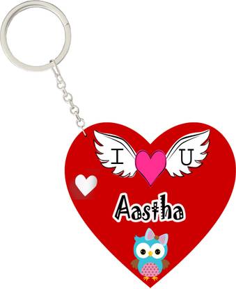 MorFex Aastha Name Beautiful Heart Shape Arclic Keychain Best Gifts for ...