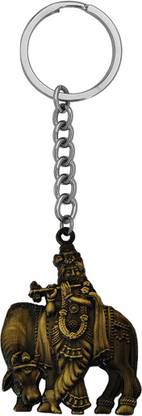 M Men Style Lord Krishna with Cow IdolBronze Keychain SKey2022297 Key ...