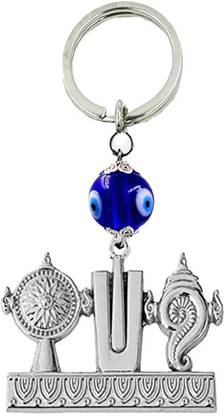 AFH Lord Tirupati Balaji Shanku Chakra Namam Evil Eye Silver Keychain ...