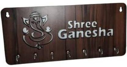 Handycraft India Shree Ganesha Design Wooden Key Holder for Home ...