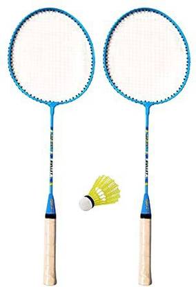 SPO Zone BULLET SKY Badminton RACQUET Set of 2 PC with 1 shuttle Blue ...