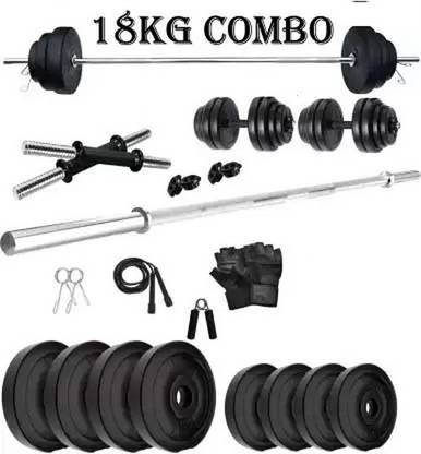 L'AVENIR FITNESS 18KG PVC Weight Plates Dumbbell Set + Straight Rod ...