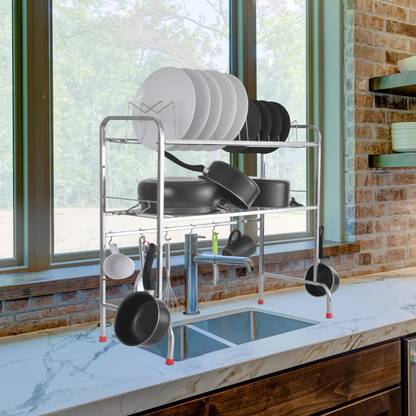 LIMETRO STEEL Over Sink Space Saving Dish Drainer Rack | Utensils Stand ...