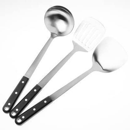 YANCI Kitchen Utensil Set, Stainless Steel Wok Spatula Plain Turner ...