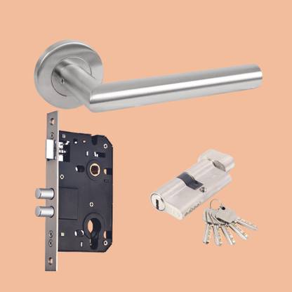 AHA! Simple Lever Handle Set with Lock Body and Cylinder Stainless ...