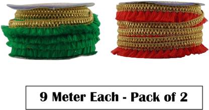 DIARA Rajasthani Phuljadi lace Designer Border Lace (pack of 2 -9 Meter ...