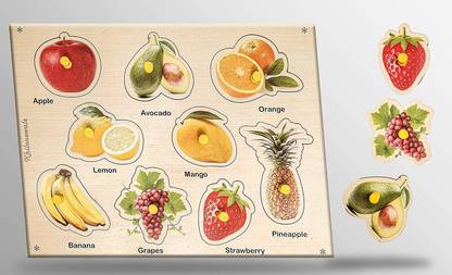 Khilonewale Wooden Fruits Identification Puzzle Games and Learning ...
