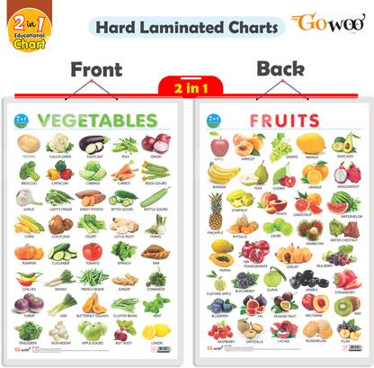 2 IN 1 FRUITS AND VEGETABLES Early Learning Educational Chart for Kids ...