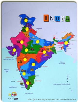 Rihishtoys Educational India Political Map With Capitals Jigsaw Puzzle ...