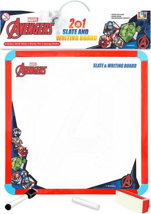 MARVEL Avengers 2-in-1 Slate & Writing Board with markers and chalk ...