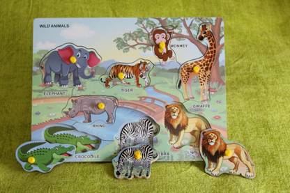 Gogalgai Toys Wooden Wild Animals Educational Puzzle Board Price in ...