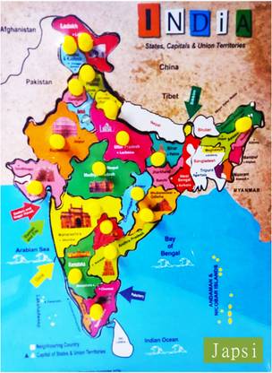 JAPSI Wooden India Map Puzzle with Pics ;Educational Puzzle; Pre School ...