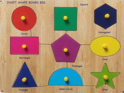 FireFlies Wooden Shapes Puzzle Board with Knob for Kids (Pack of 1 Pc ...