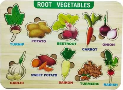 DgCrayons Wooden Learning & Educational Root Vegetables Names Puzzle ...