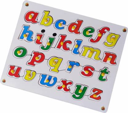 voolex Wooden Alphabet Puzzle Board Wooden Small Letters (ABC) Puzzles ...