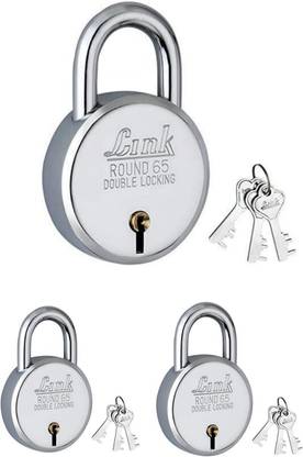 Link Locks Round 65mm Double Locking Padlock with 3 Keys Set of 3 ...