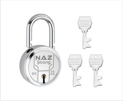 Naz Strong 75MM Double Locking Padlock with 3 Keys, 10 Levers Mechanism ...