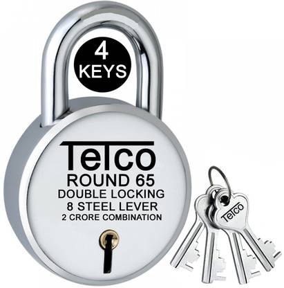 Indora Round Locks 65mm Lock Steel Shackle Double Locking 8 Steel Lever ...