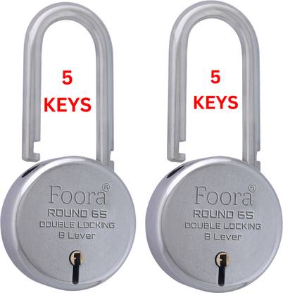 LINK O LINE Foora lock Round 65mm,Long Shackle Double Locking, 8 Lever ...