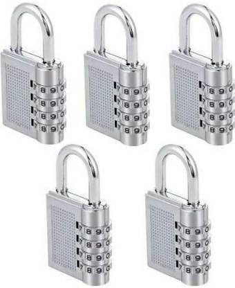 HENJI Unikkus Set of 5 Number Lock for home, Combination Lock (Silver ...