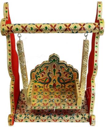 Fitwit Beautiful Wooden Handicrafted Swing Jhula for Laddu Gopal|Kahna ...