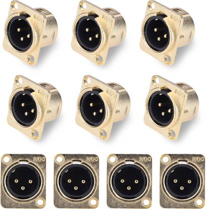 MX 3 Pin Mic Male Connector XLR 24K Gold Plated Panel Mounting MX3030 ...