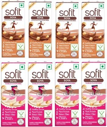 Sofit Soya Chocolate & Vanilla Flavor Drink - Pack of 8 (200ml each ...