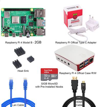Raspberry Pi 4 Model B 2GB RAM Kit with 32GB Noobs, LAN-mHDMI Cable ...