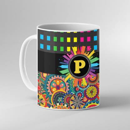 Keviv Printed Alphabet P Cups, Best Gifts -D16 Ceramic Coffee Mug Price ...