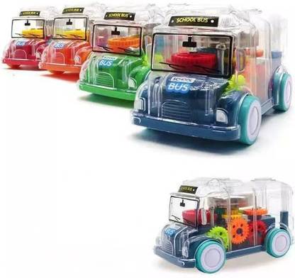 Amaflip Transparent Mini School Bus Toy Gear Concept Minibus Toy ...