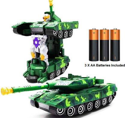 NH WORLD Automatic 2-in-1 Transformer Army Tank toy with light music ...