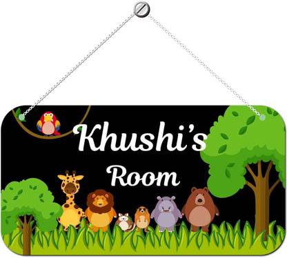 Ashvah Wooden Khushi Door Sign Kids Room Name Plate Price in India ...