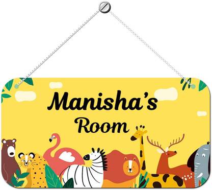 ARTBUG Wooden Manisha Door Sign Kids Room Name Plate Price in India ...