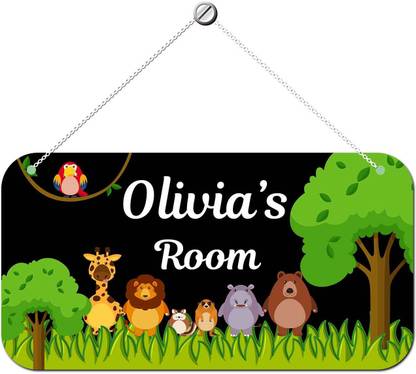 Ashvah Wooden Olivia Door Sign Kids Room Name Plate Price in India ...
