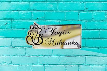 Gugan's Gold Plated Ganesha Golden Mirror Acrylic Name Plate Price in ...