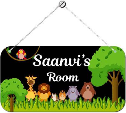 Ashvah Wooden Saanvi Door Sign Kids Room Name Plate Price in India ...
