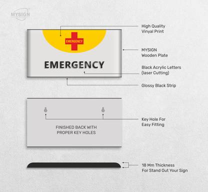 MYSIGN Wooden 'EMERGENCY' Sign board (6x12") Name Plate Price in India ...