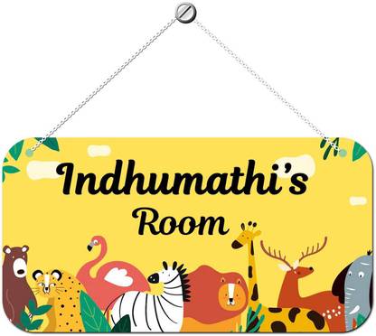 ARTBUG Wooden Indhumathi Door Sign Kids Room Name Plate Price in India ...